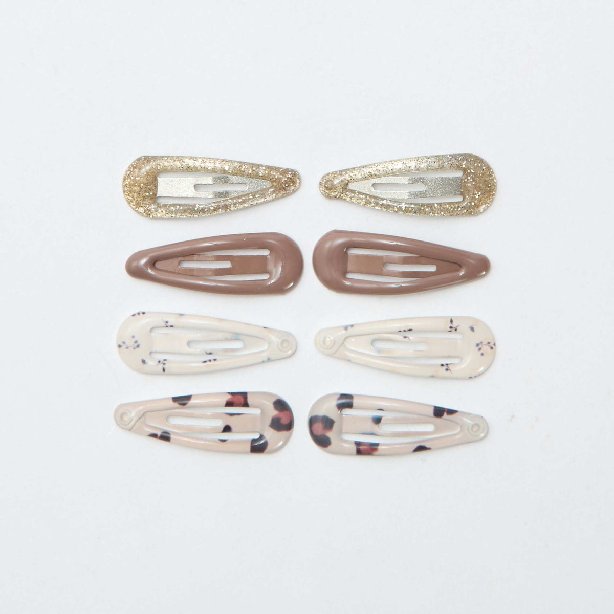 Pack of 8 mini snap hair slides BROWN – Kiabi Albanie